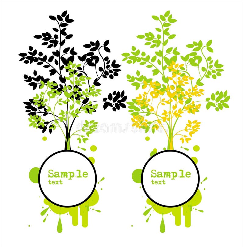 Banners with Trees in Modern Style Stock Vector - Illustration of ...