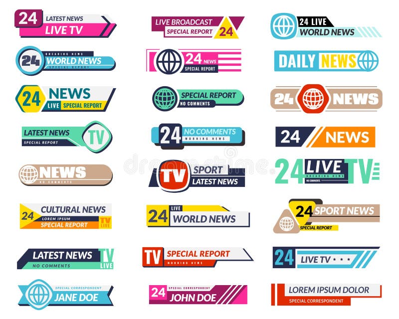 Tv Banners. Broadcasting Graphic Interface, Tv Streaming Lower Bar ...