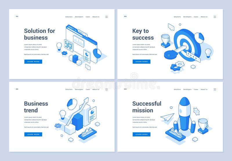 Banners for Various Business Solutions and Ideas Stock Vector ...