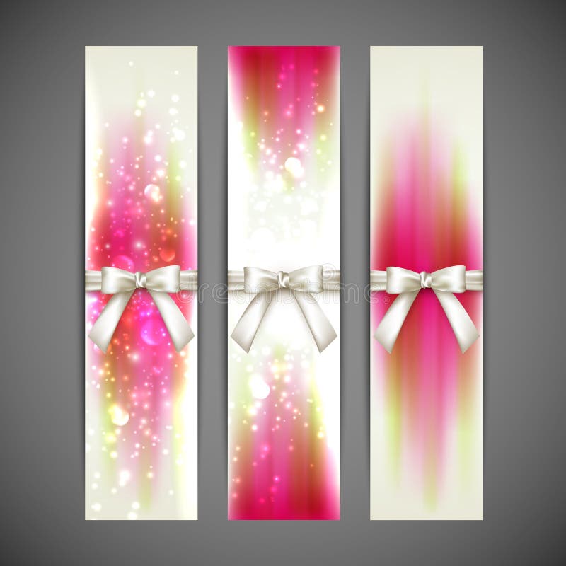 Banners with White Bows and Ribbons Stock Illustration - Illustration ...