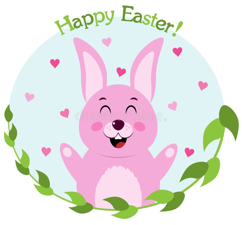 Pink Easter Bunny Wishes Happy Easter Stock Vector - Illustration of ...