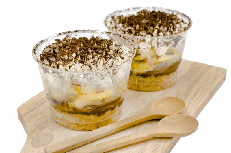 Banoffee Pie in a Cup on White Background Stock Photo - Image of ...