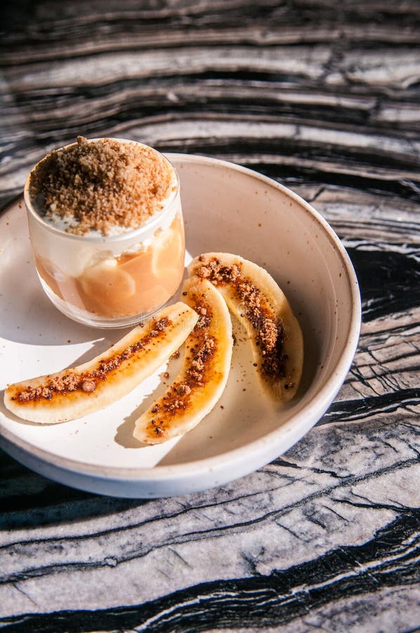 Banoffee Pudding, Banoffee Dessert. Caramelize Bananas Stock Image ...