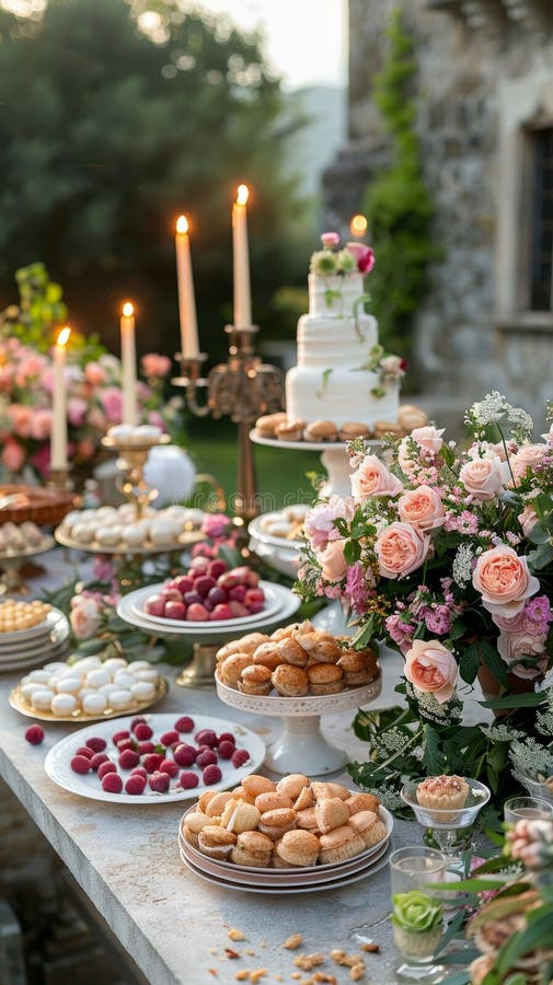 Banquet, Beautifully Arranged Dessert Table in an Elegant Garden ...