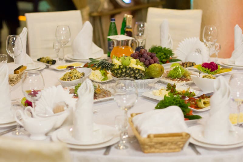 Banquet Birthday Table Setting Stock Photo - Image of buffet, evening ...