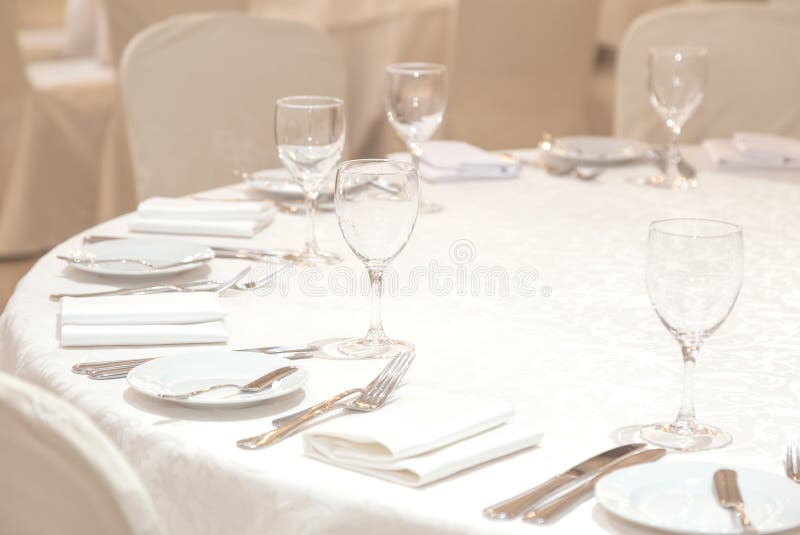 Banquet Hall. Beautiful Restaurant. Laid Table. Table Setting ...