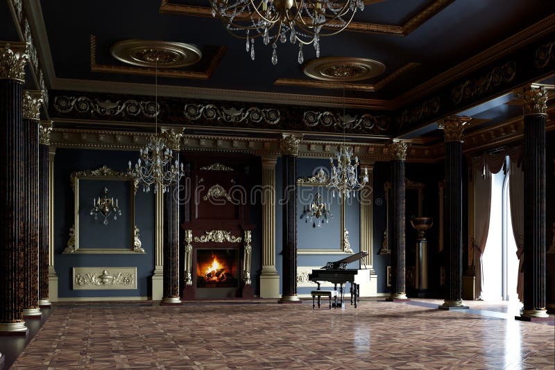 Banquet Hall in the Classical Style. 3d Render Stock Illustration ...