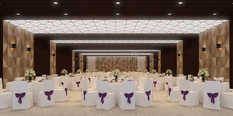 Banquet hall 3d, rendering stock image. Image of 3drendering - 116327745