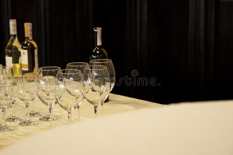 Banquet Hall Event Party Table and Wine Glasses Indoor Stock Photo ...