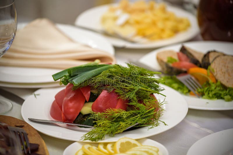 Banquet Hall in the Restaurant. Concept: Serving. Celebration ...