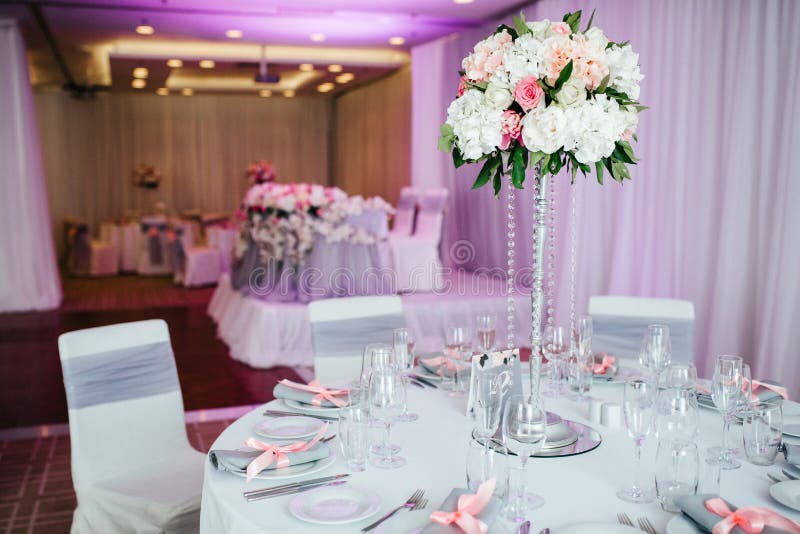 Banquet Hall for Weddings with Decorative Elements Stock Photo - Image ...