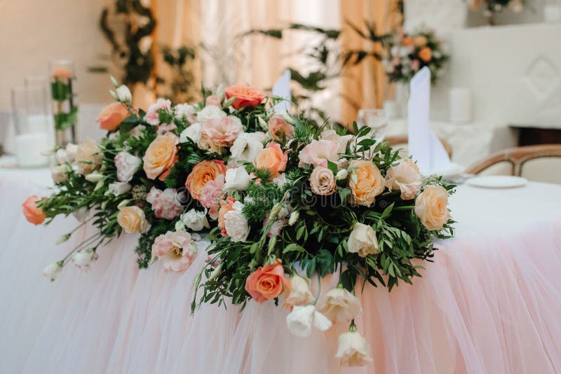 Banquet Hall for Weddings with Decorative Elements Stock Photo - Image ...