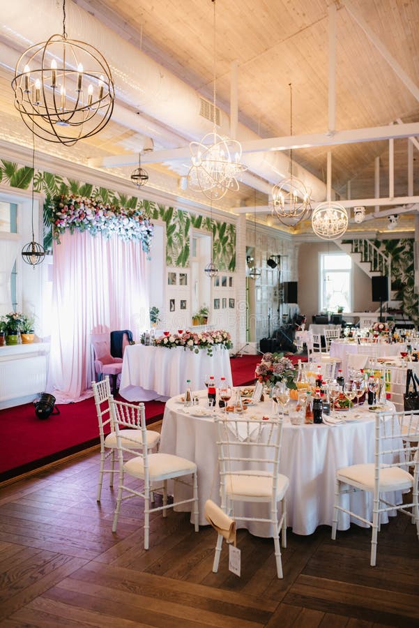 Banquet Hall for Weddings with Decorative Elements Stock Photo - Image ...