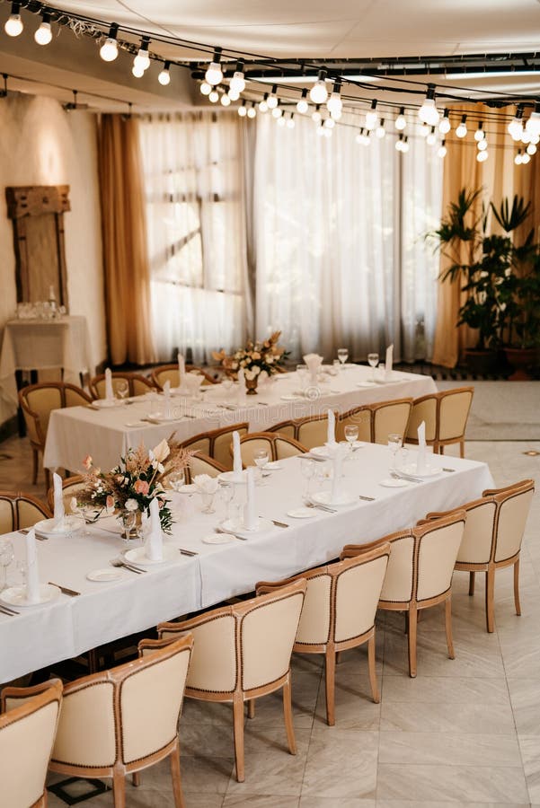 Banquet Hall for Weddings with Decorative Elements Stock Image - Image ...