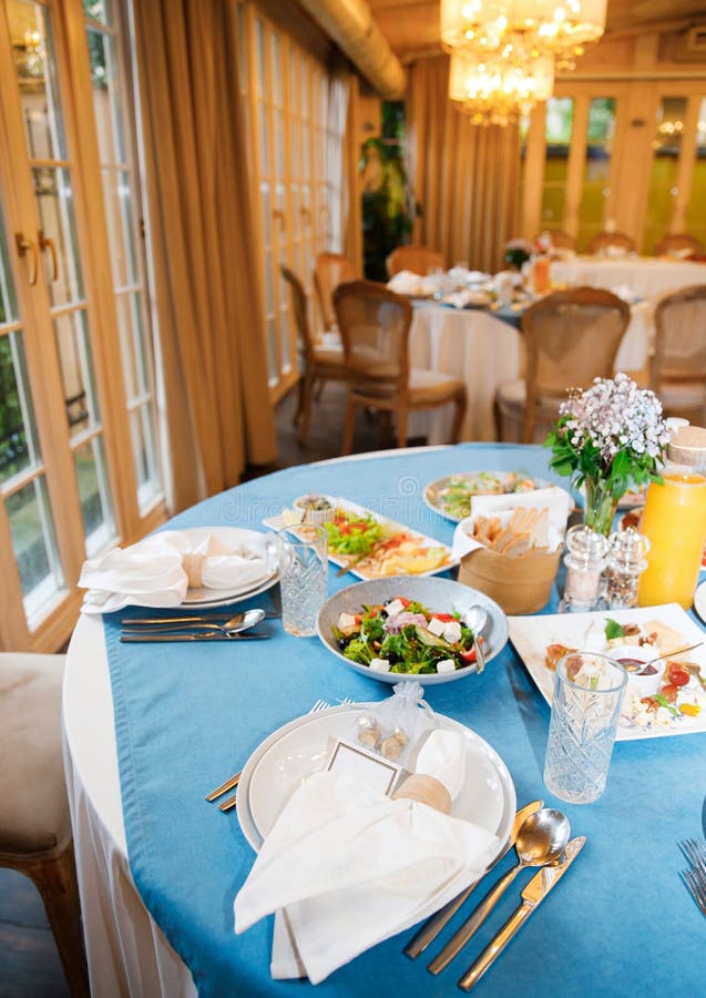 Banquet in the Restaurant, Serving Tables, Appetizers, Sets Stock Image ...