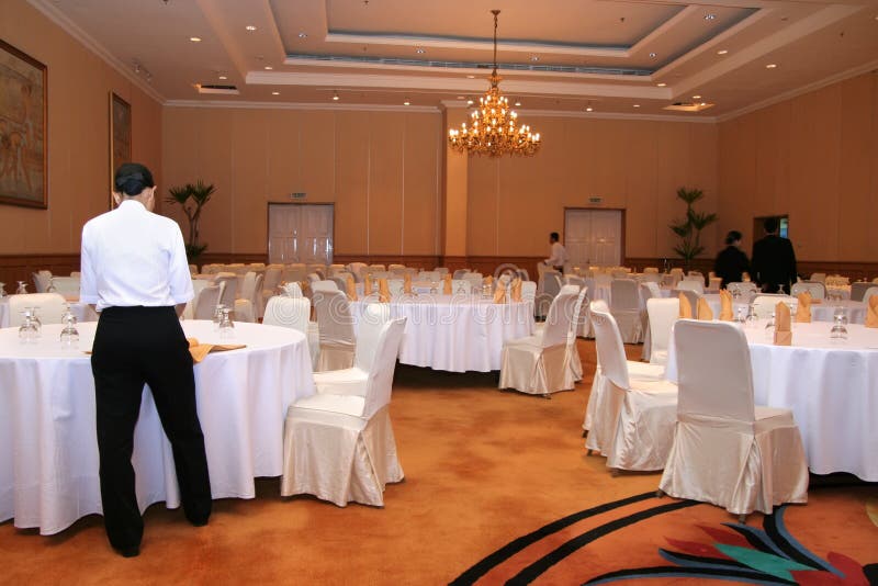 Banquet staff at work stock photo. Image of banquete, round - 4846474