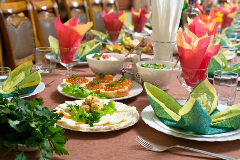 Banquet table stock photo. Image of restaurant, plate - 12361286