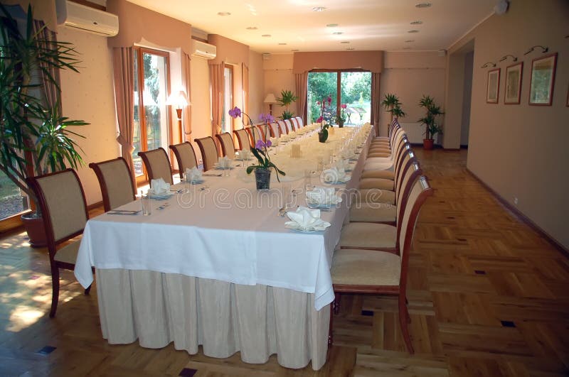 Banquet table stock image. Image of perspective, buffet - 3438765