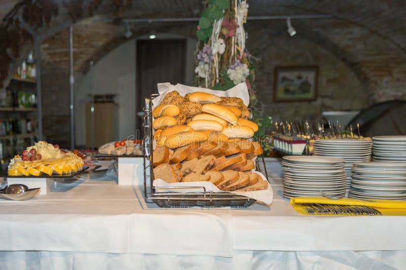 Banquet Table at the Celebration. Prepared Food on the Tables Editorial ...