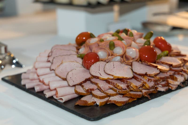 Banquet Table at the Celebration. Prepared Food on the Tables Stock ...