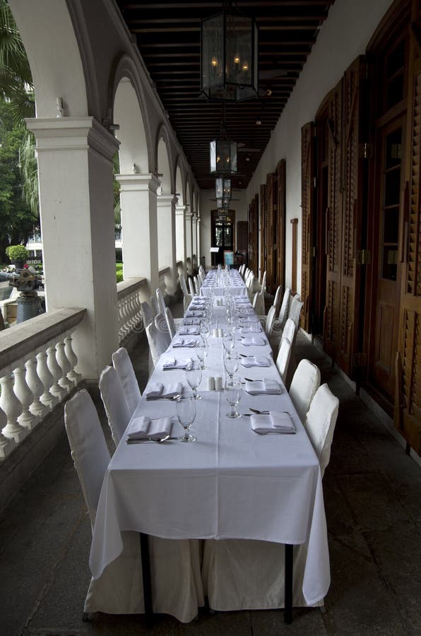 Banquet Table Old Restaurant Stock Photo - Image of long, cloth: 63713566