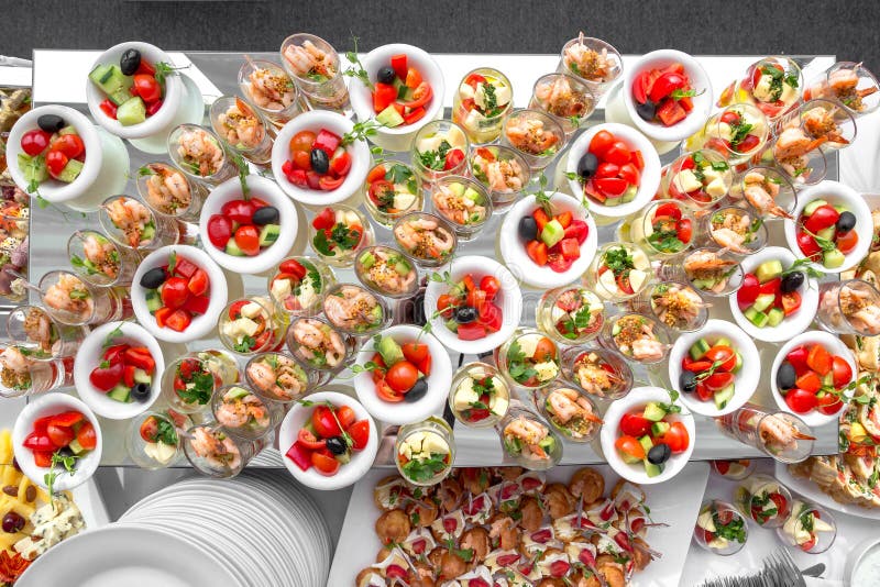 Banquet Table in Restaurant Served with Different Meals. Stock Image ...