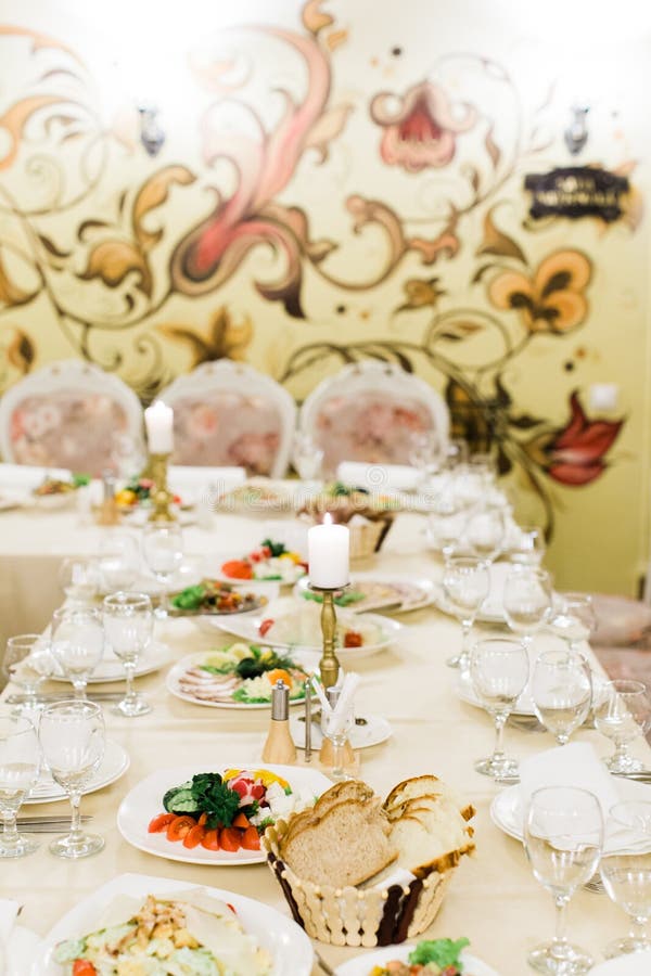 Decorated Banquet Table Setting Stock Photo - Image of plate, elegant ...