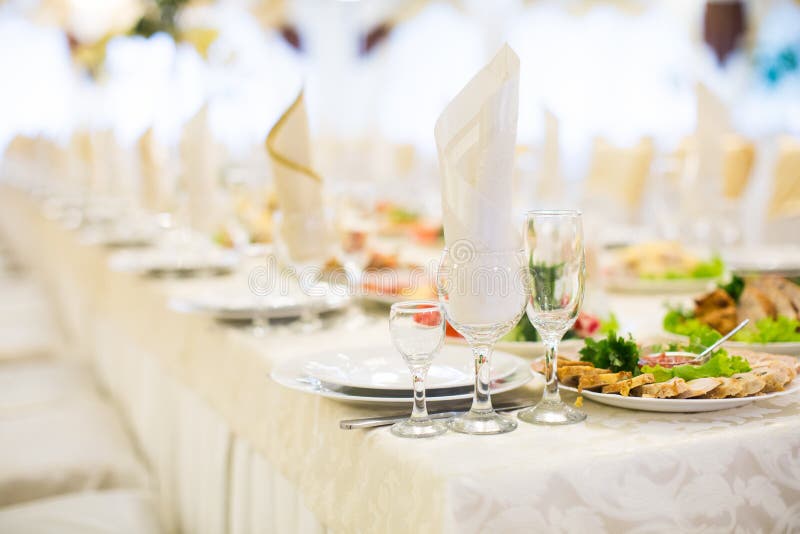 Banquet Table Setting Glass on Evening Reception Stock Image - Image of ...