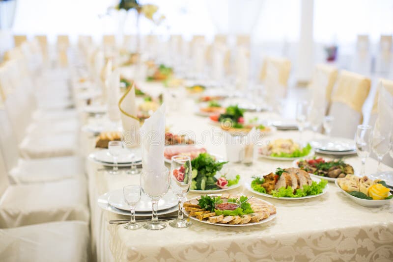 Banquet Table Setting Glass on Evening Reception Stock Image - Image of ...