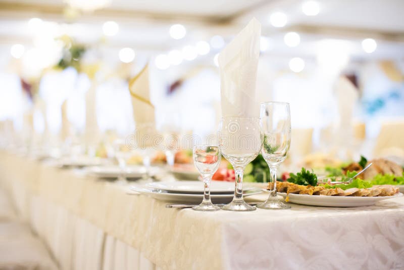 Banquet Table Setting Glass on Evening Reception Stock Image - Image of ...