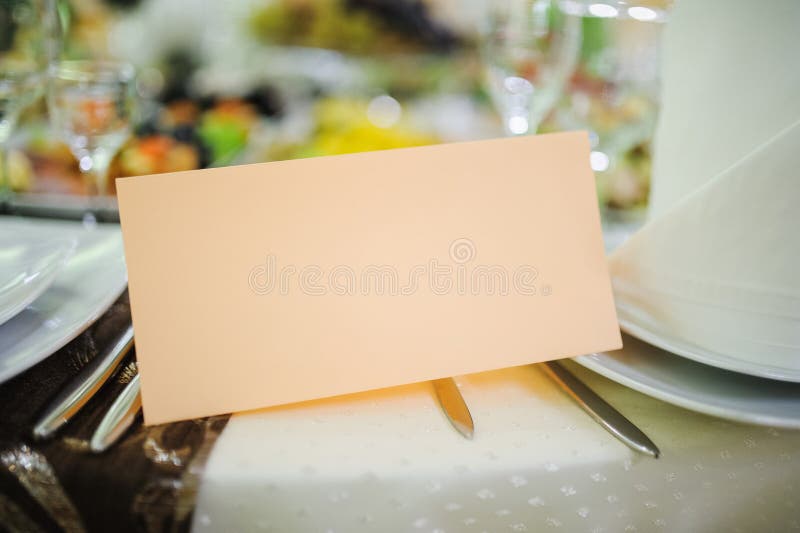 Banquet Wedding Invitation on Table Setting on Evening Reception Stock ...