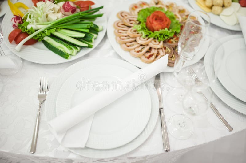 Banquet Wedding Table Setting Stock Image - Image of napkin, business ...
