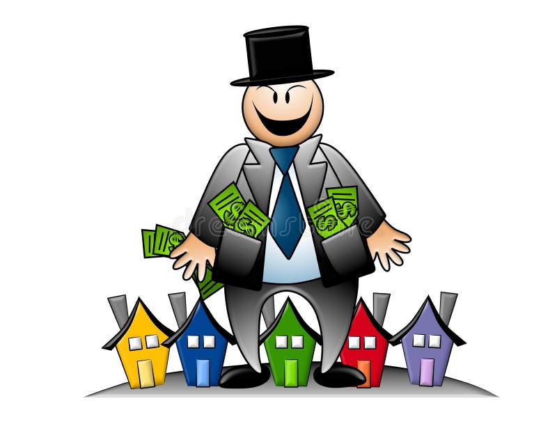 Banquier Avide Avec De L'argent Et Des Chambres Illustration Stock ...