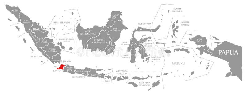 Banten Red Highlighted in Map of Indonesia Stock Illustration ...