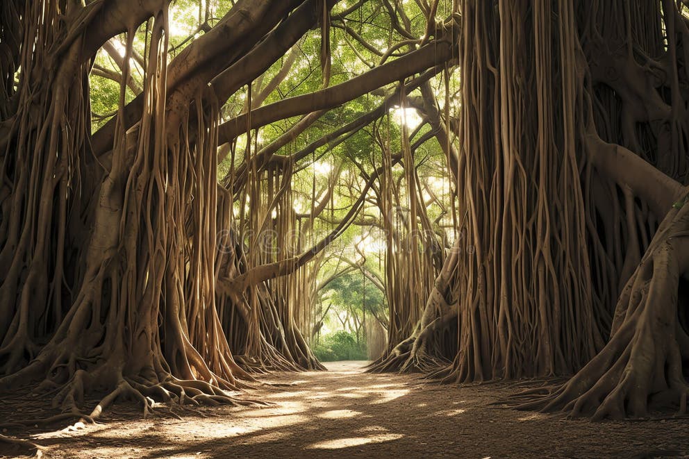 Banyan Tree India Symbol with Copy Space Stock Illustration ...