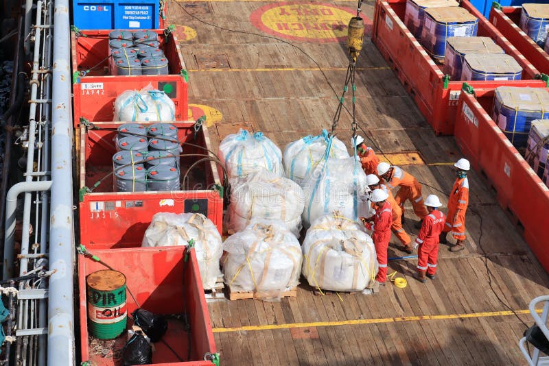 Banyuwangi, May 2022. Several Stevedores are Assisting the Process of ...