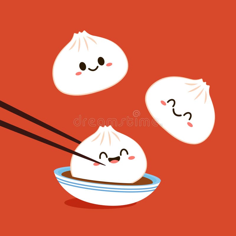 Cute Dim Sum Character, Traditional Chinese Dumplings. Stock Vector ...