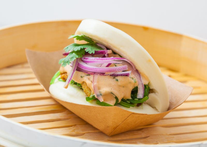 Bao sandwich stock image. Image of recipe, gyro, pork - 90705439