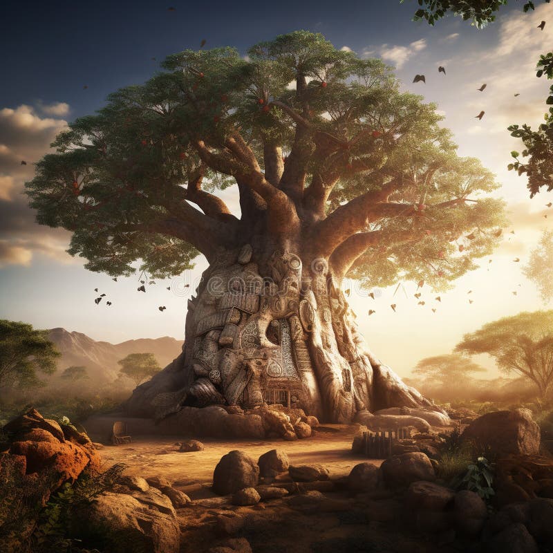 Baobab stock illustration. Illustration of majestic - 294986819