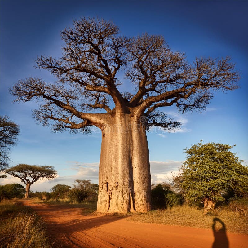 Baobab tree, AI generated stock illustration. Illustration of tree ...