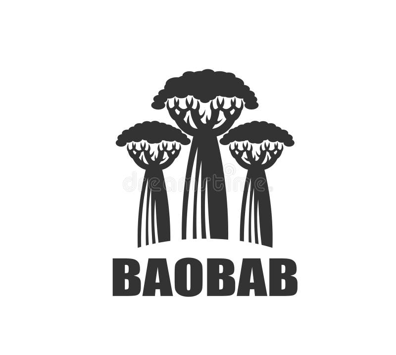 Baobab Tree Icon. Vector Black and White Emblem Stock Illustration ...