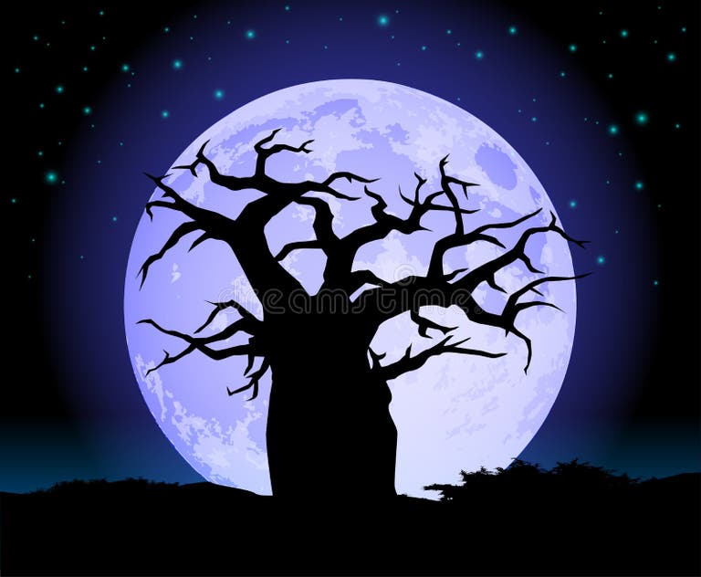 Tree Silhouette Moon Stock Illustrations – 71,004 Tree Silhouette Moon ...