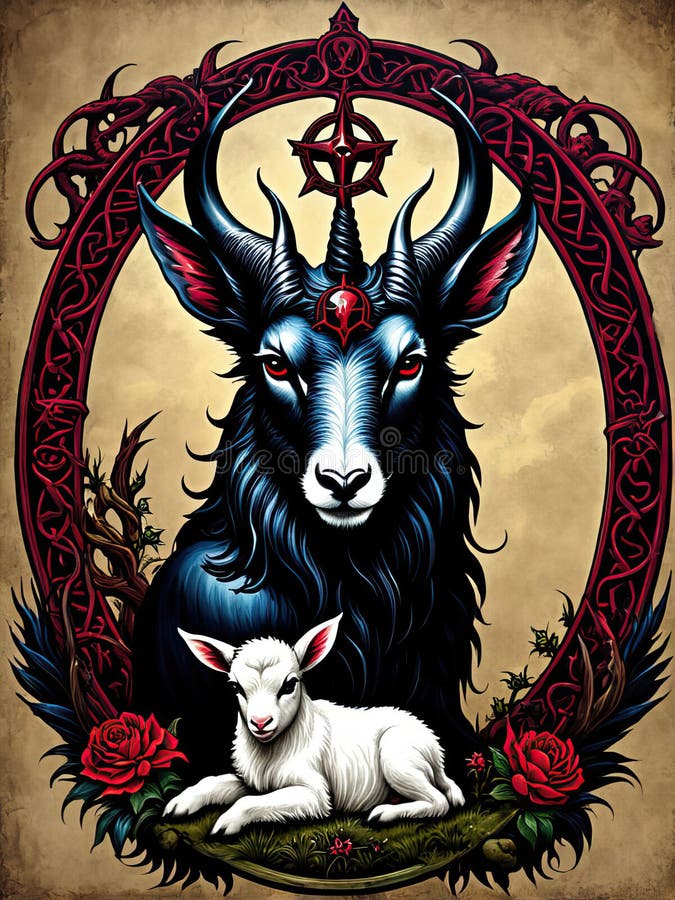 Baphomet Holding a Lamb, Dismal Creation, Demonic, Evil, in Hell Generated Using AI Stock ...