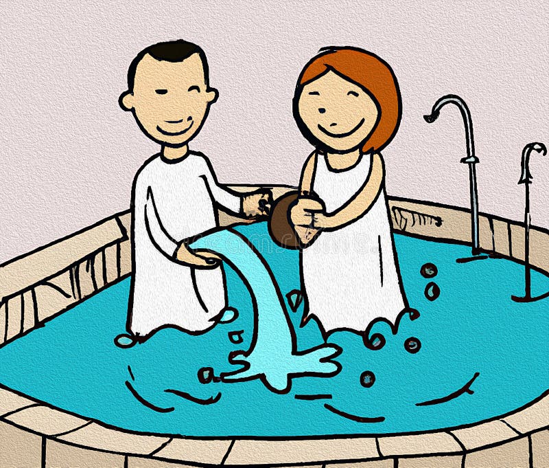 Baptism Cartoon Drawing Concept . Stock Illustration - Illustration of ...