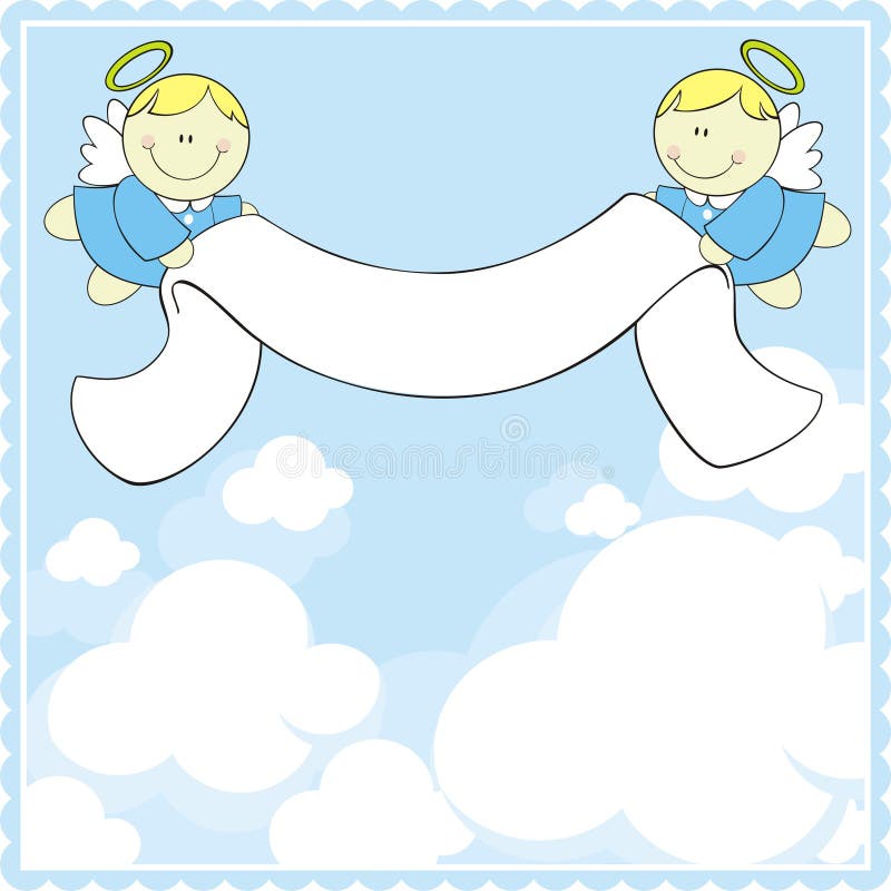 Little Angels with Ribbon Banner Stock Vector - Illustration of cherub ...