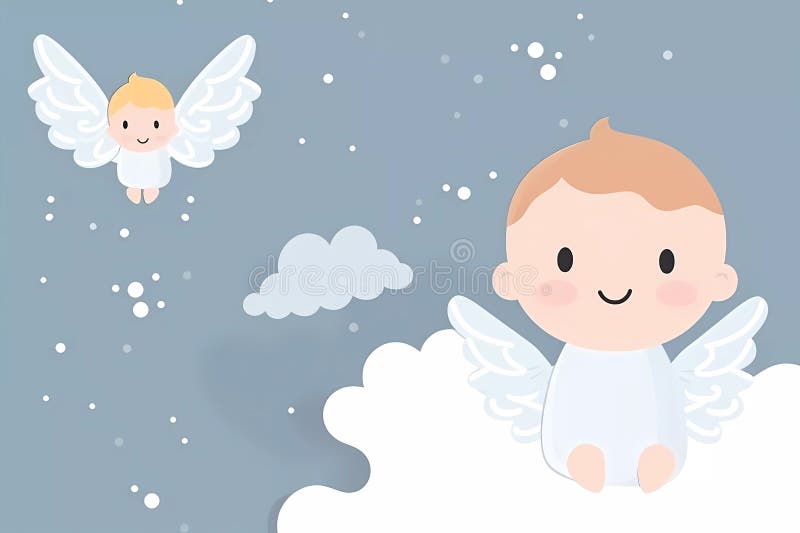 Baptism Mock Up Angel Boy in the Sky Stock Illustration - Illustration ...