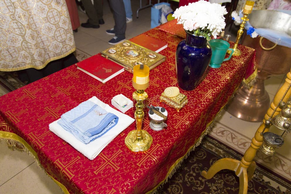 Holy Bible on the Priest Table Stock Photo - Image of bookmark, church ...