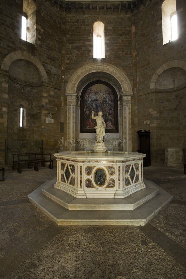 Baptismal Font Inside Volterra Baptistry Stock Image - Image of ...