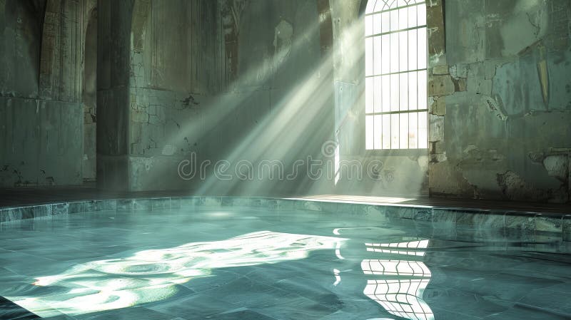 Baptismal Pool with Sunlight. Stock Illustration - Illustration of ...