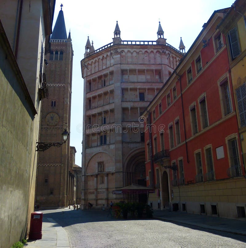 Baptistery and Tower Bell, Parma, Italy Stock Photo - Image of urban ...